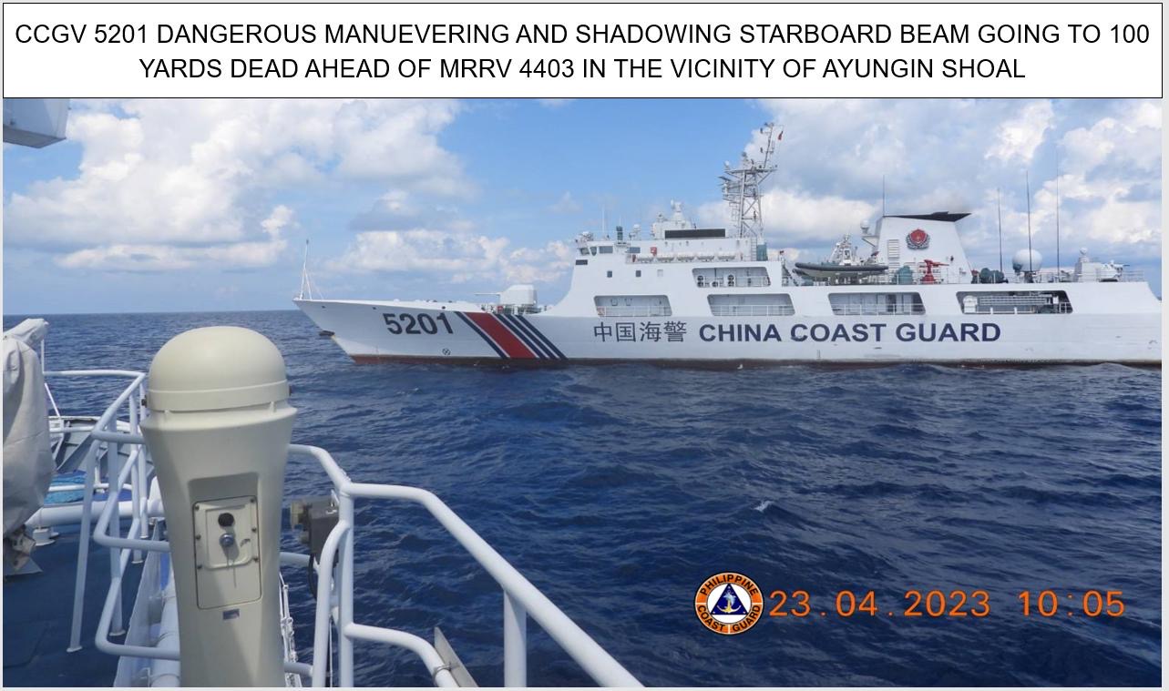 A Philippine Coast Guard (PCG) photo showing China Coast Guard vessel ...